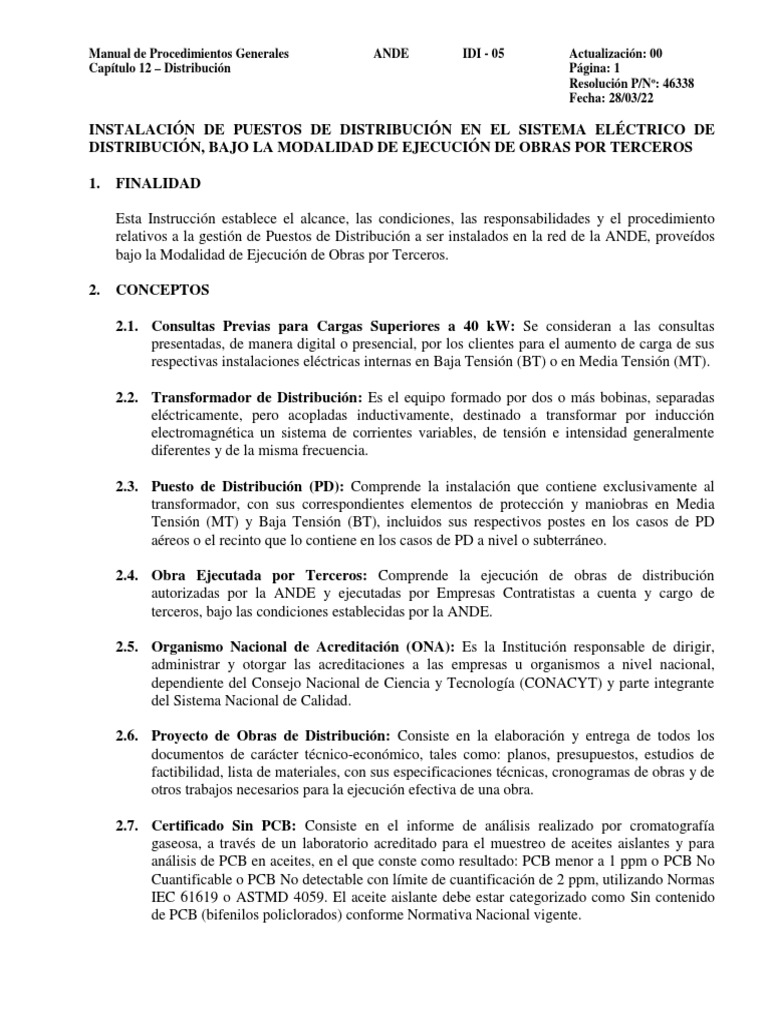 Idi-05 Inst. PD en El Sed - Obras Terceros | PDF | Bifenilo policlorado ...