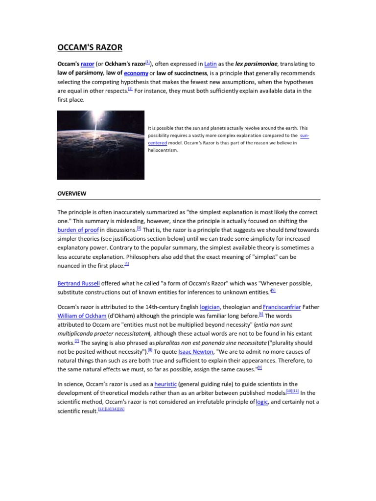 Occam's Razor | PDF | Occam's Razor | Existence Of God