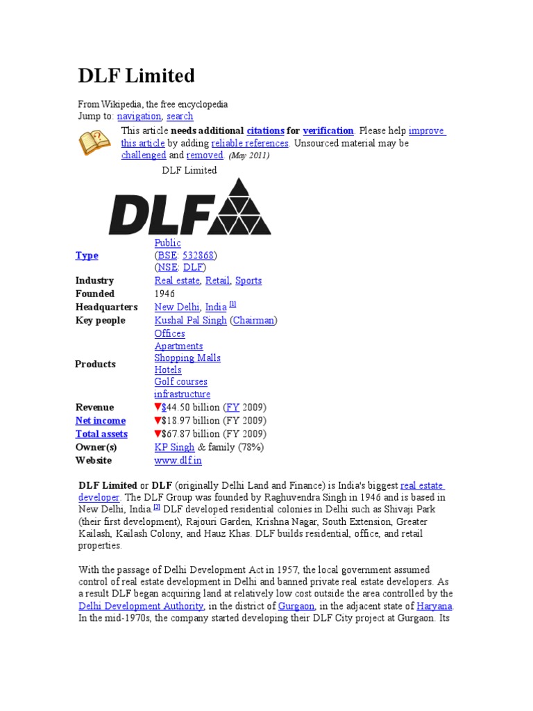 DLF Limited: Citations Verification | Download Free PDF | Economy Of ...