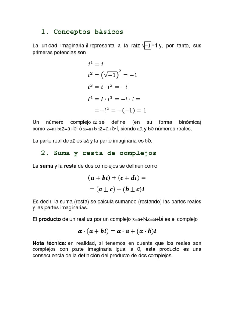 Conceptos Básicos de Los Números Complejos | PDF | Ecuaciones | Número ...