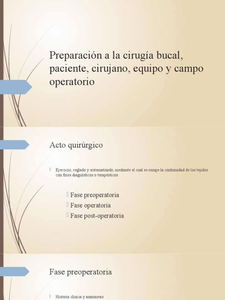 Preparación A La Cirugía Bucal, Paciente | PDF
