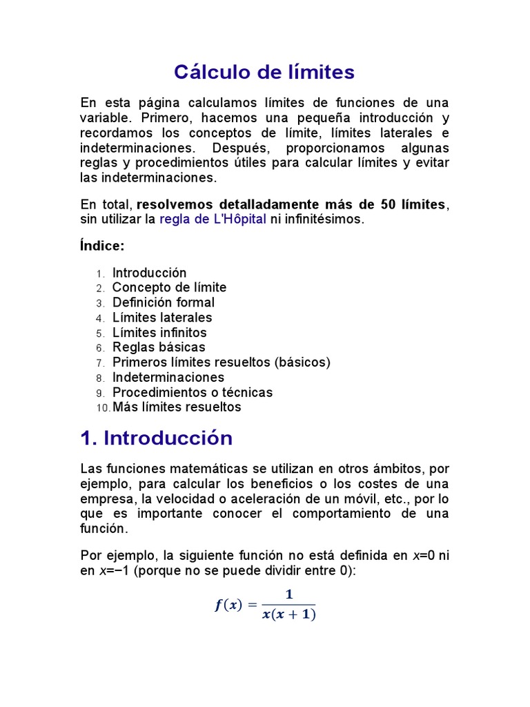 Cálculo de Límites en Matemáticas | PDF | Función (Matemáticas ...