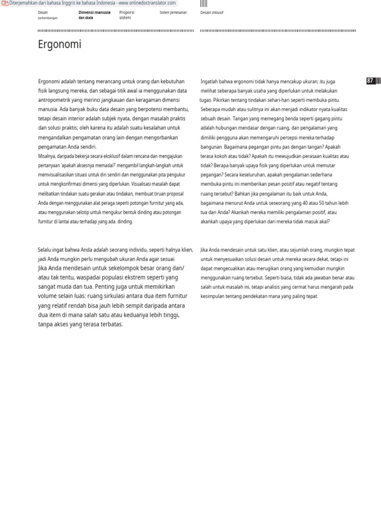 Ergonomi dan Proksemik dalam Desain Interior | PDF