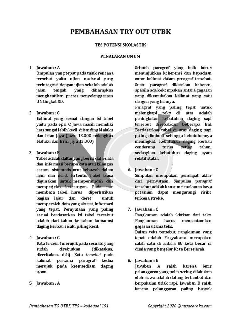 Pembahasan Try Out Utbk | PDF
