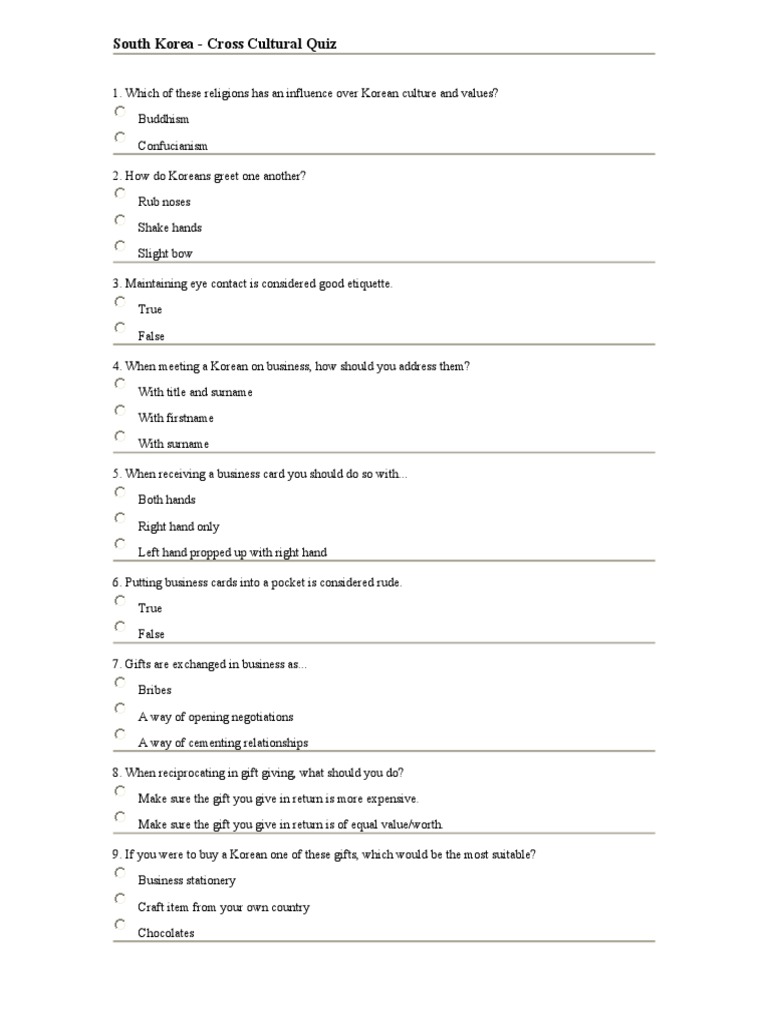 Cultural Etiquette and Business Practices: A Cross-Cultural Quiz on ...