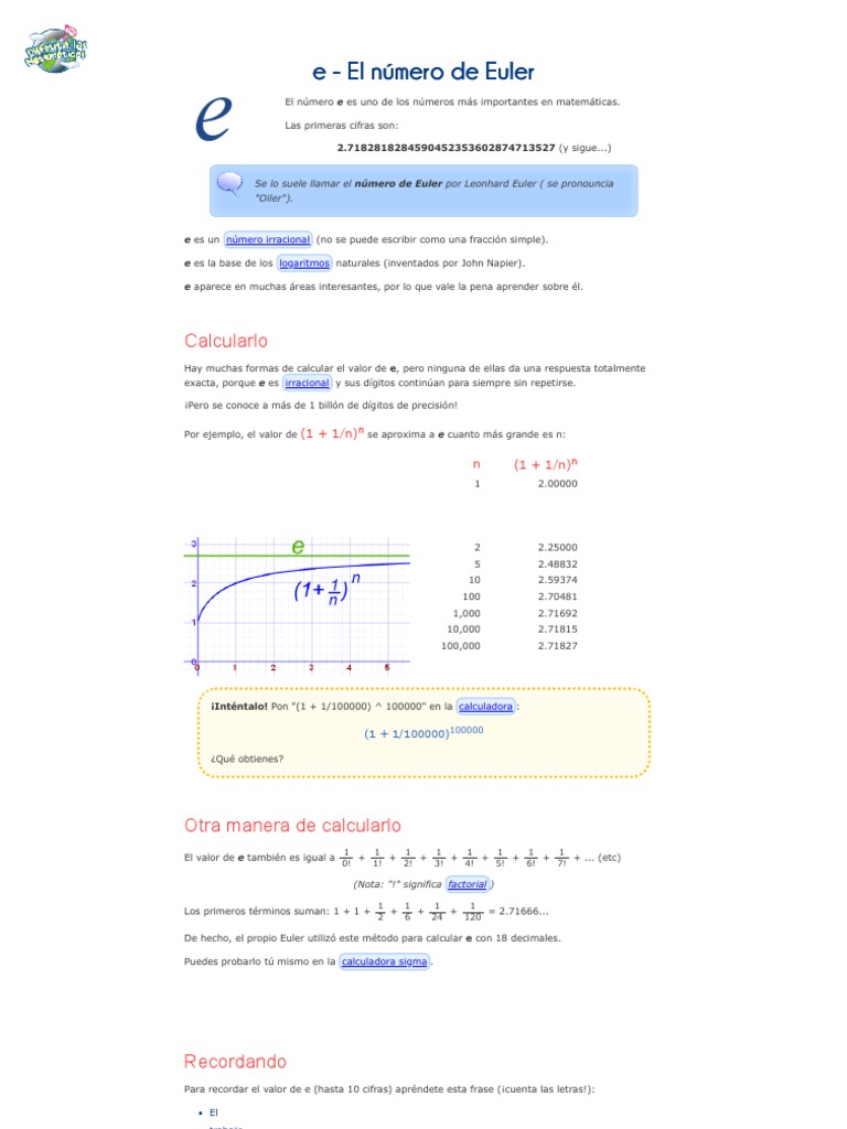 E - El Número de Euler | PDF | Aritmética | Números