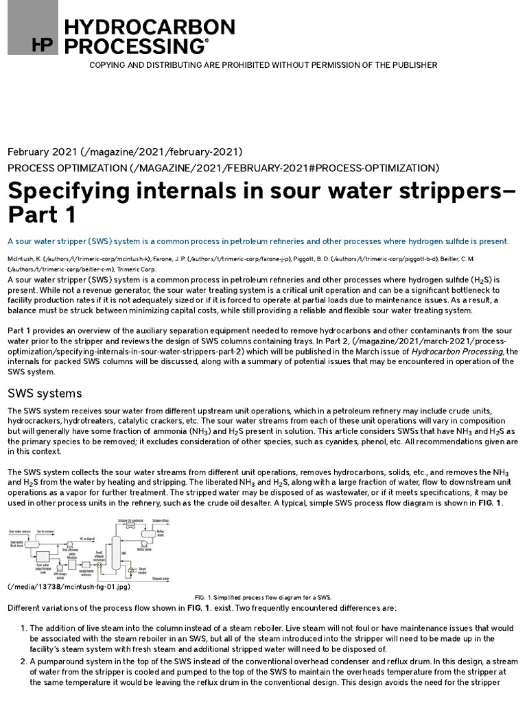 Optimizing Sour Water Stripper Design | PDF | Water | Oil Refinery