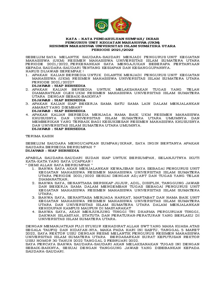 Naskah Pelantikan | PDF