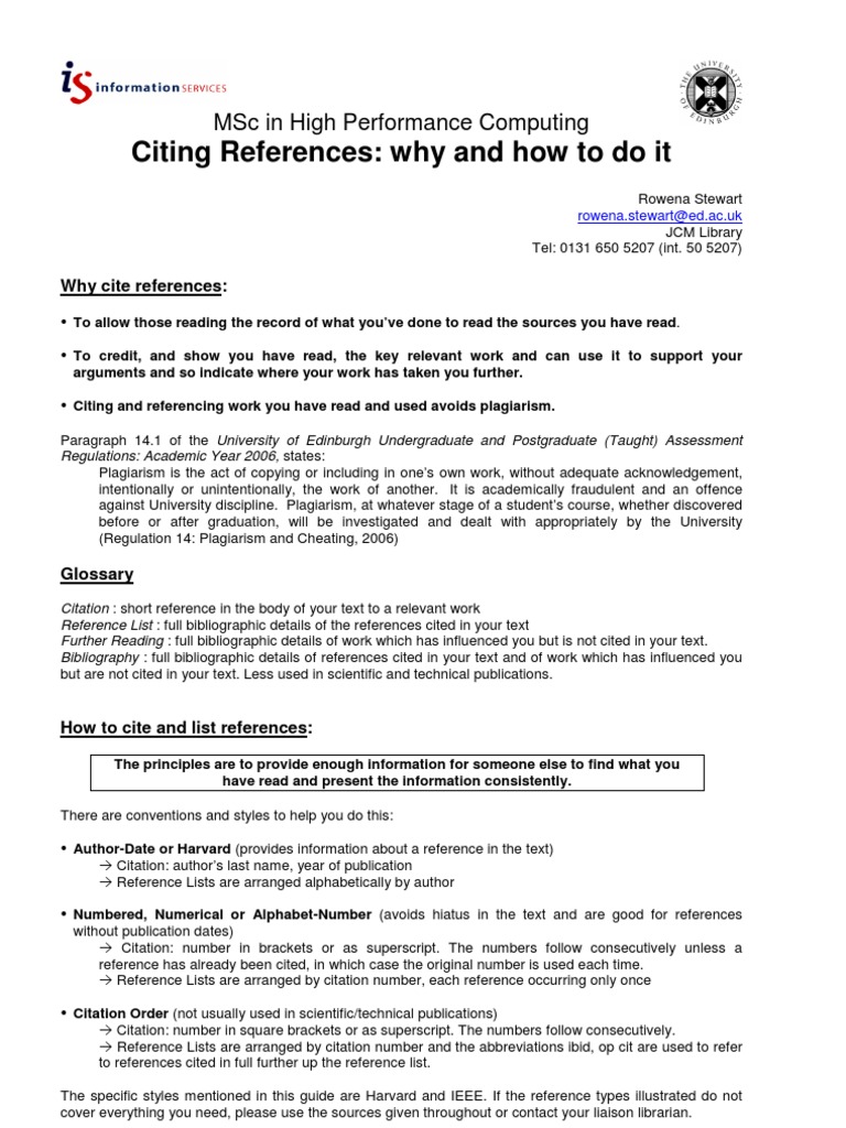 Citing References: Why and How To Do It: MSC in High Performance ...
