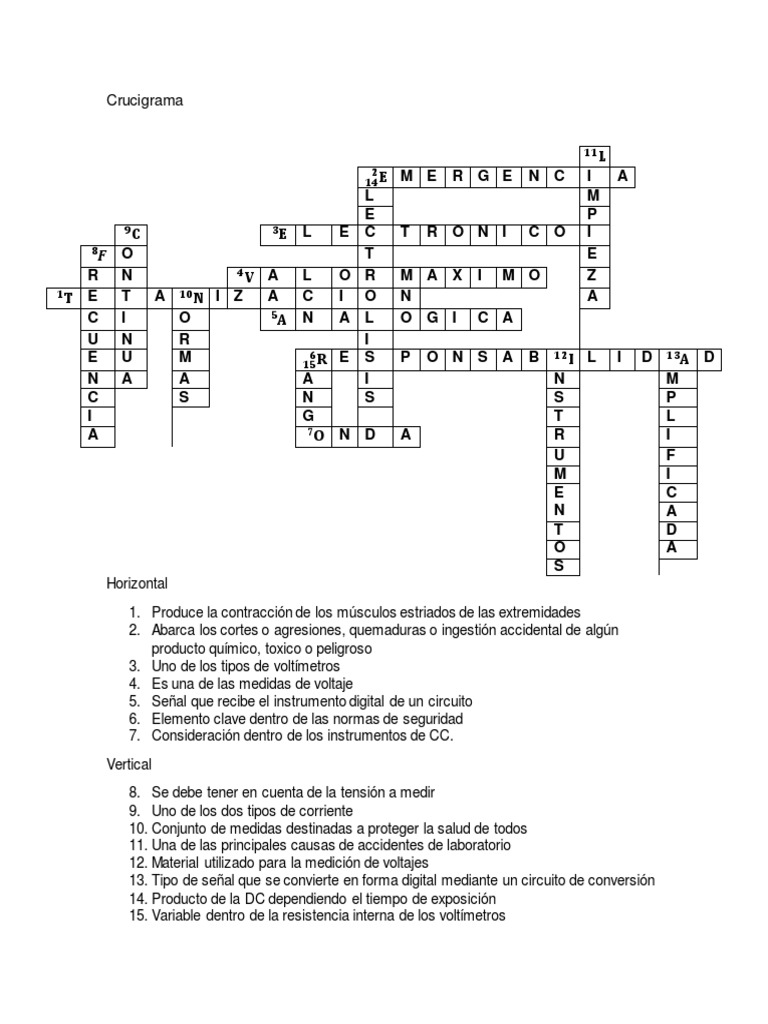 Crucigrama Resuelto | PDF | Corriente eléctrica | Inductor