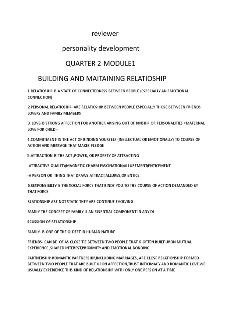 Reviewer Personality Development Quarter 2 Module 1 | PDF | Career & Growth