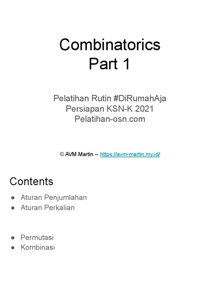 Combinatorics Part 1 | PDF