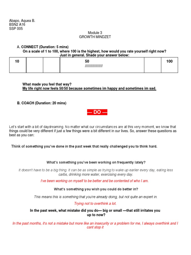 Module 3 GROWTH MINDSET | PDF | Mindset | Cognition