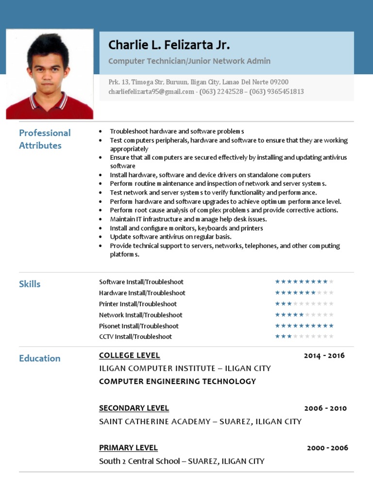 2017 RESUME Charlie Lumacang Felizarta JR | Download Free PDF | Troubleshooting | Computer Hardware