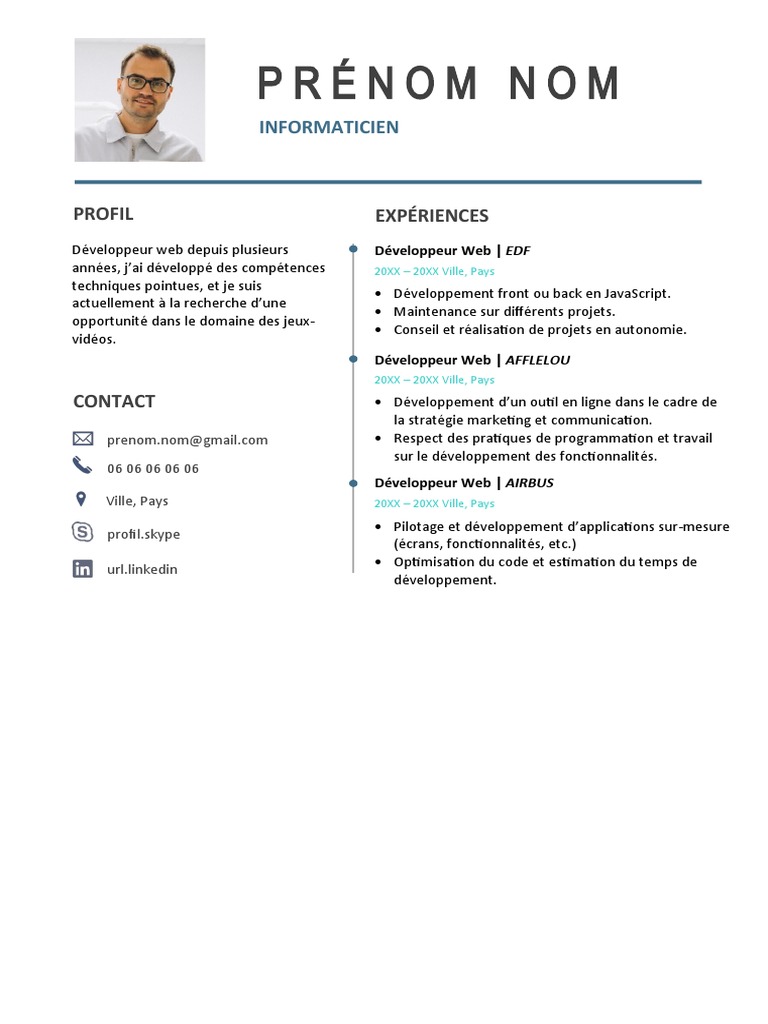 208 Modele CV Informatique | PDF | Programmeur | Internet