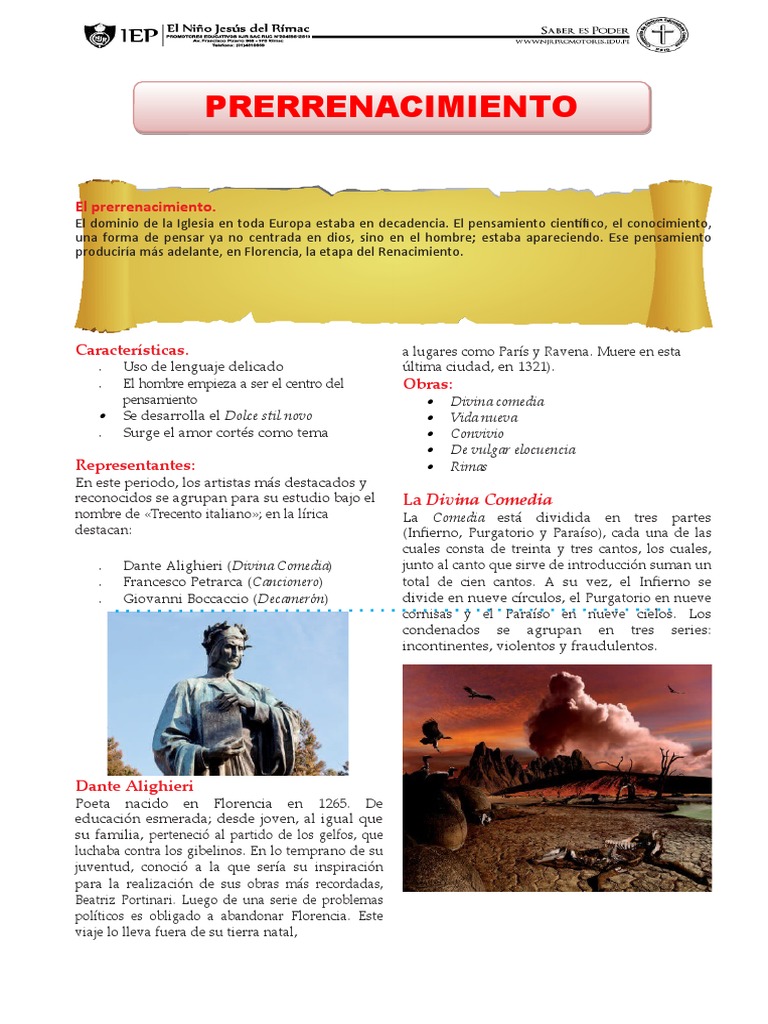 Prerrenacimiento, Dante Alighieri, La Divina Comedia - Clase | PDF | Divina Comedia | Dante ...