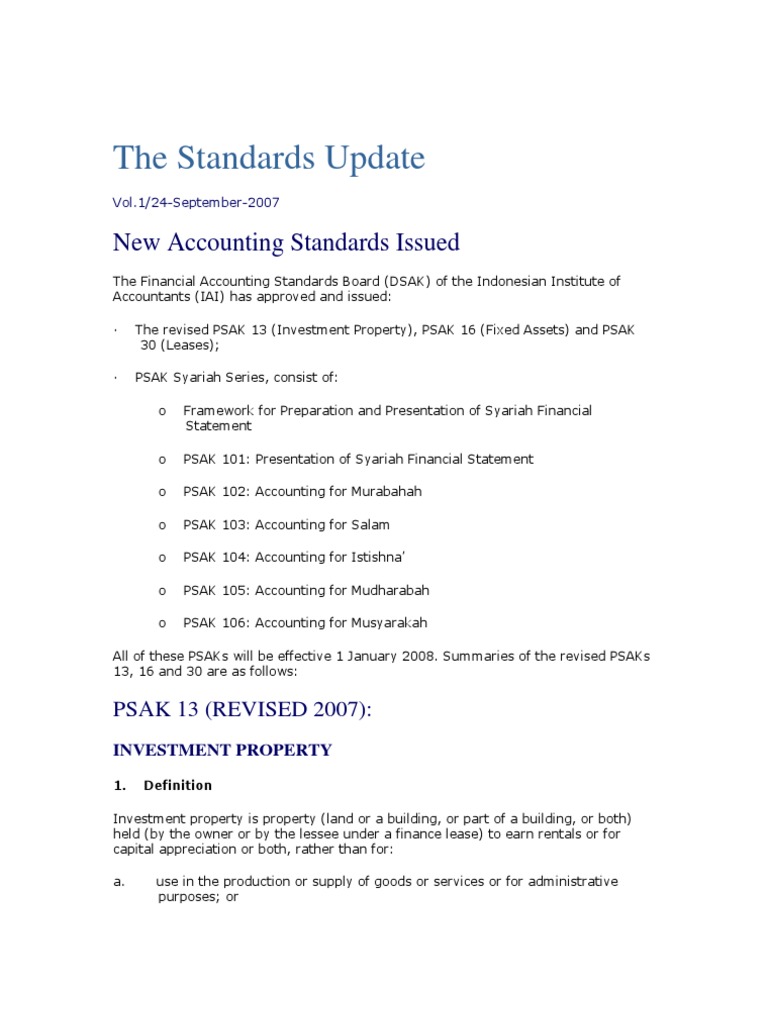 The Standards Update: New Accounting Standards Issued | PDF | Lease ...