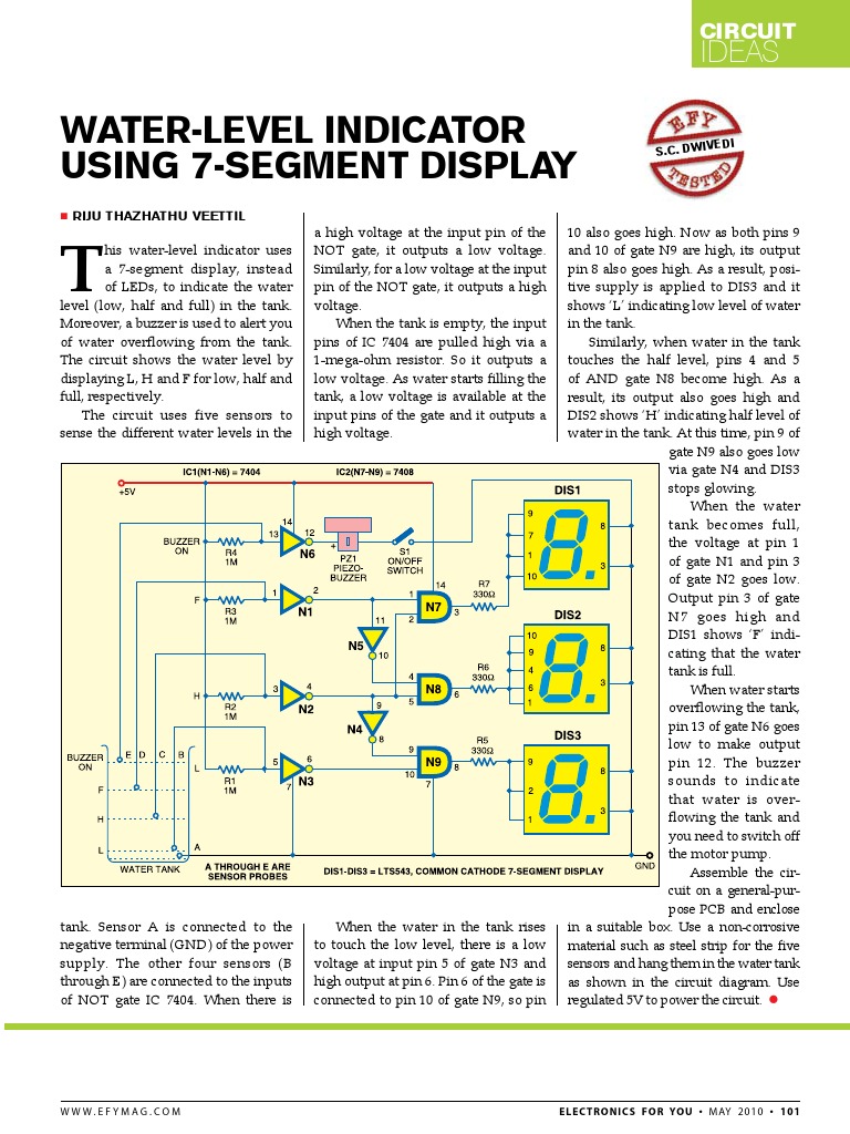 Water-Level Indicator Using 7-Segment Display | PDF