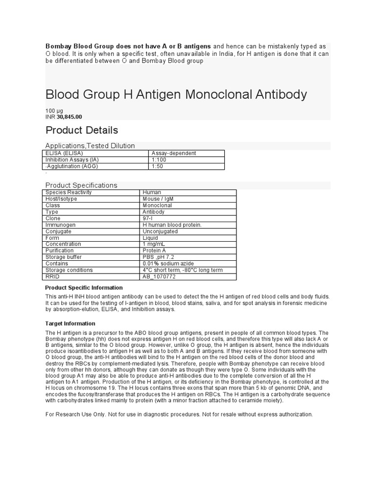 Bombay Blood Group | PDF | Blood Type | Antigen