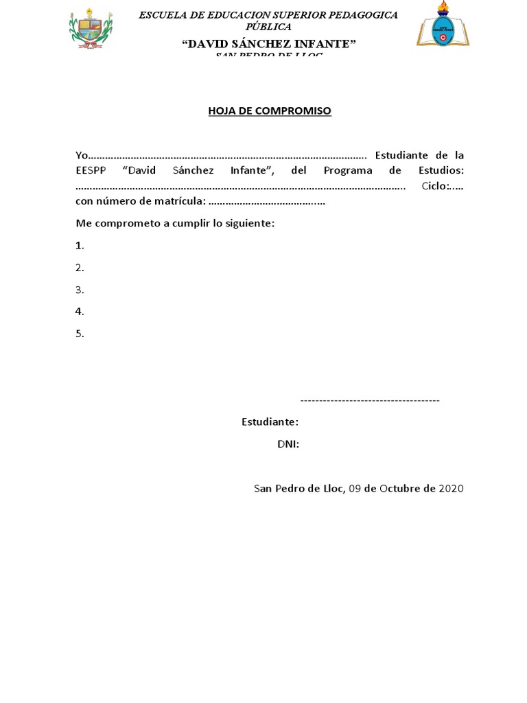 Hoja de Compromiso | PDF | Juegos y actividades
