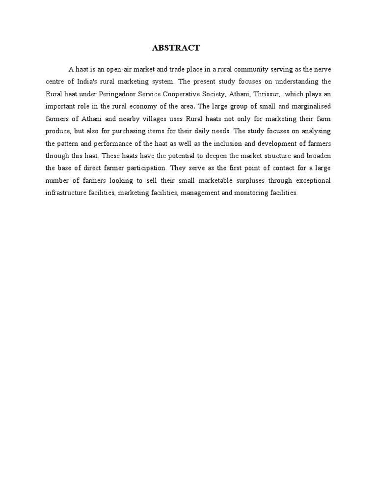 Role of Rural Haat in Farmer Economy | PDF