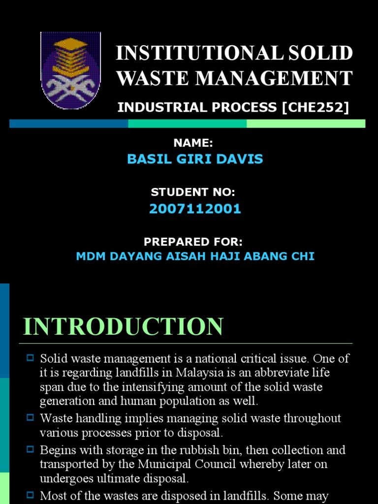Institutional Solid Waste Management | PDF | Waste | Municipal Solid Waste