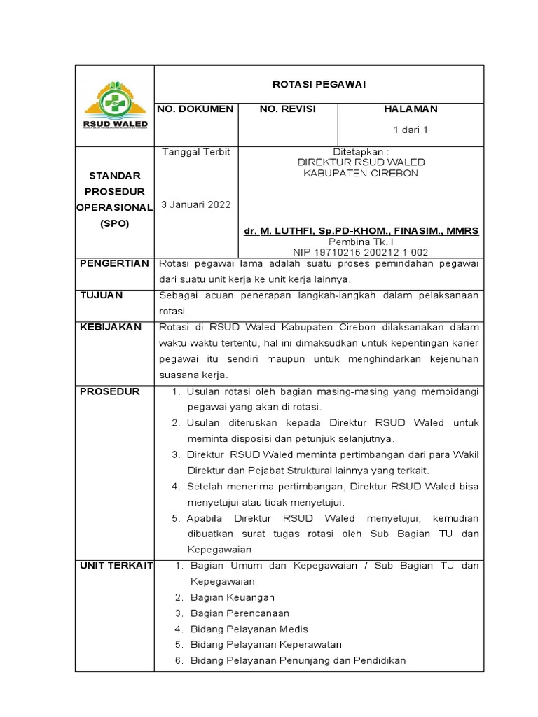Sop Rotasi Pegawai | PDF