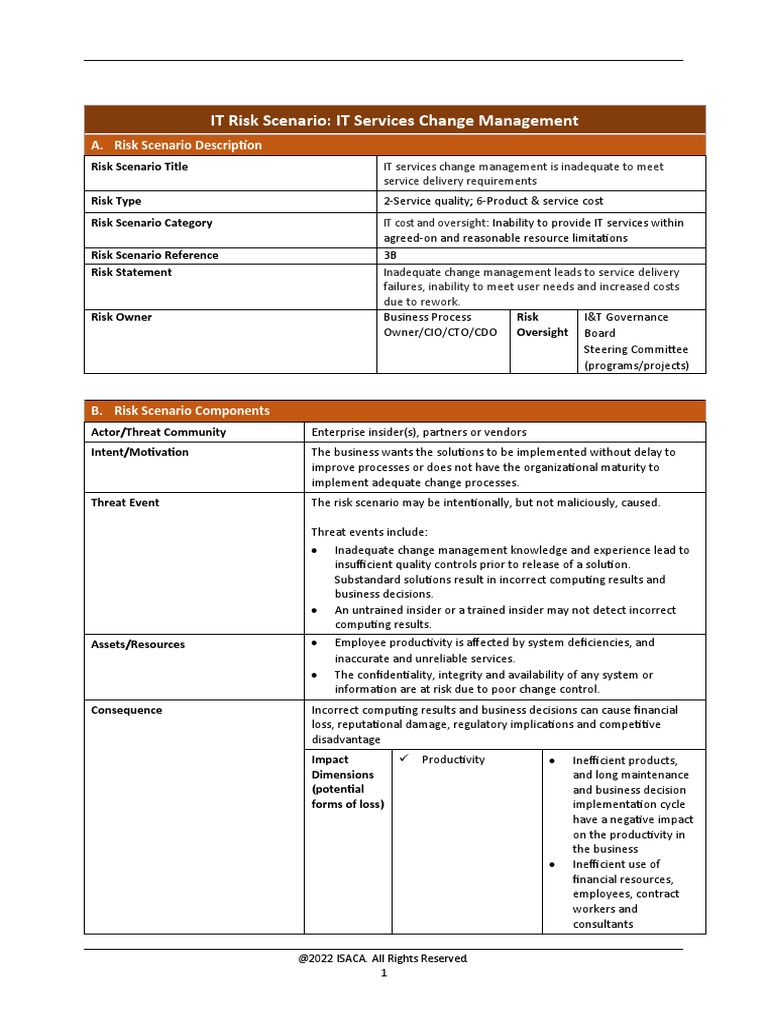 3B - Risk Scenario IT Services Change Management | PDF | Risk | Change ...