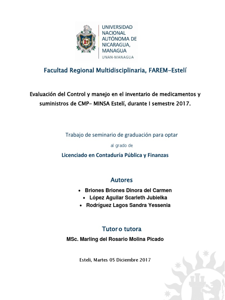 Control de Inventario en CMP-MINSA Estelí | PDF | Inventario | Contabilidad