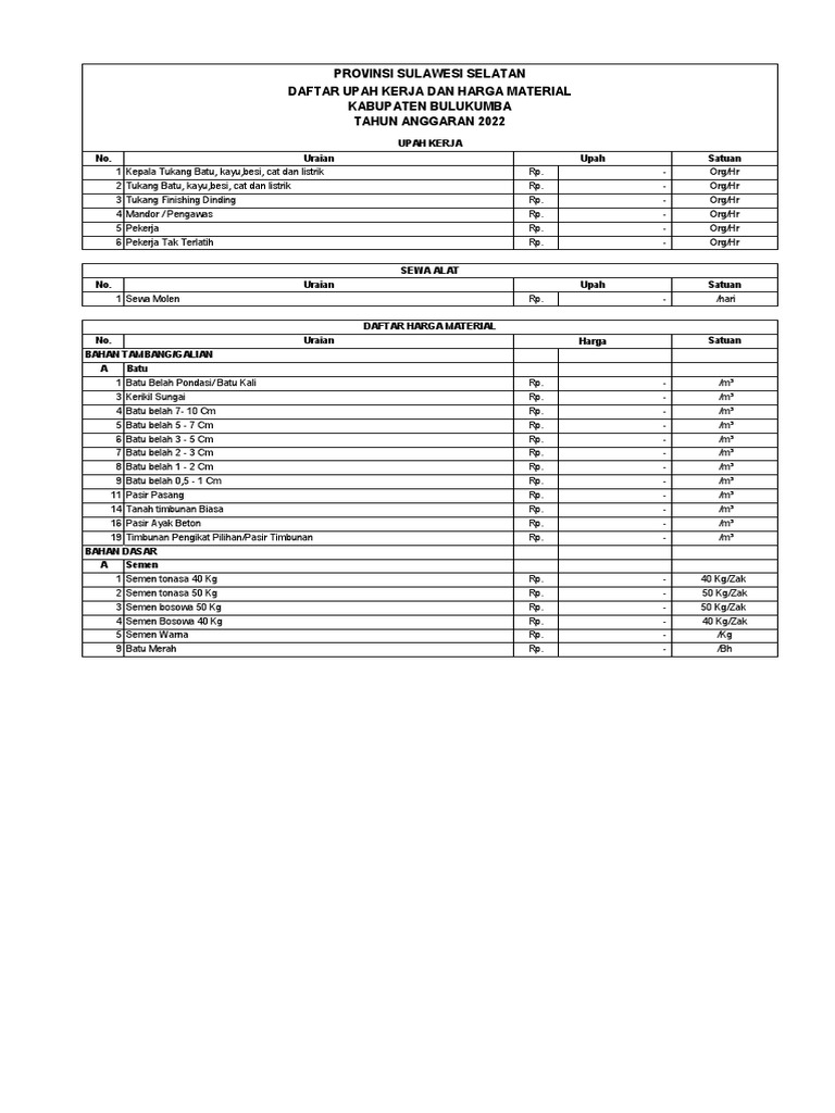 Daftar Harga Boq | PDF