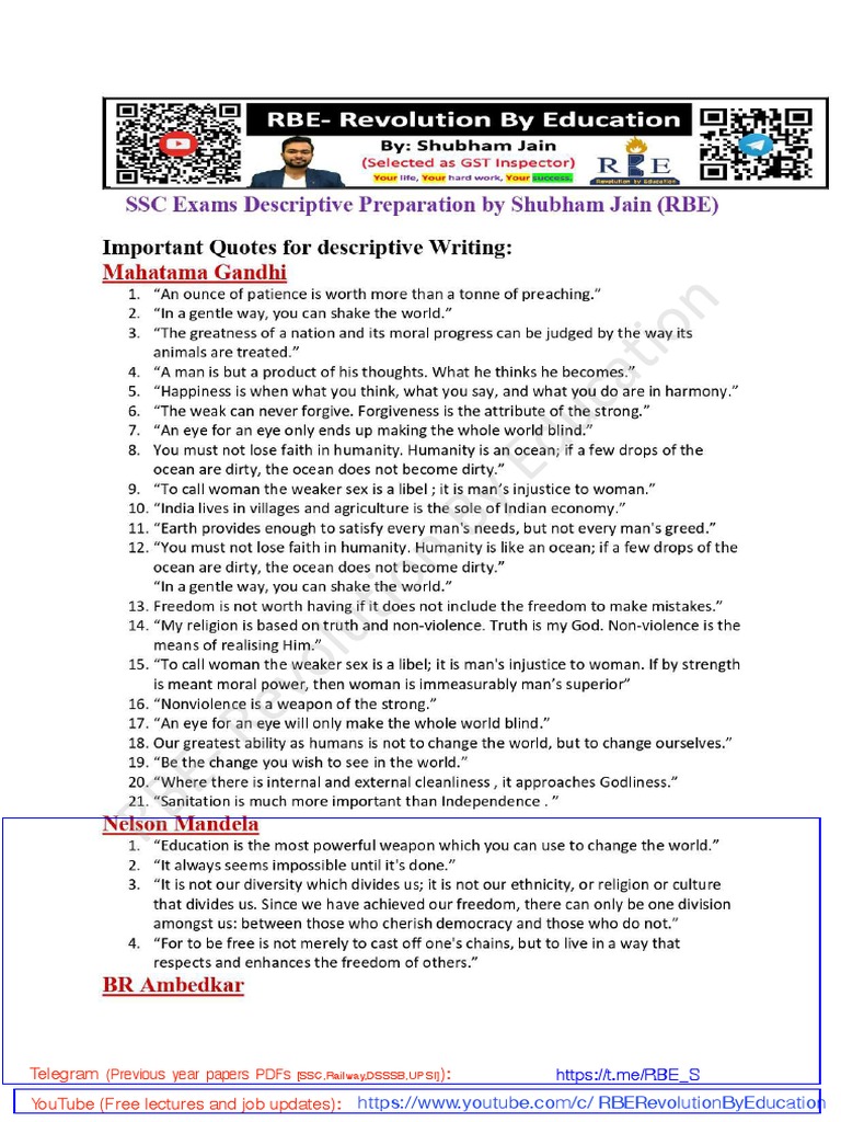 Quotations SSC Descriptive Exams by Shubham Jain - RBE | PDF | Business ...