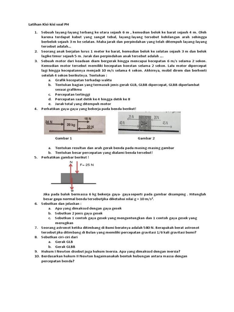 Latihan Soal Gerak Dan Gaya | PDF
