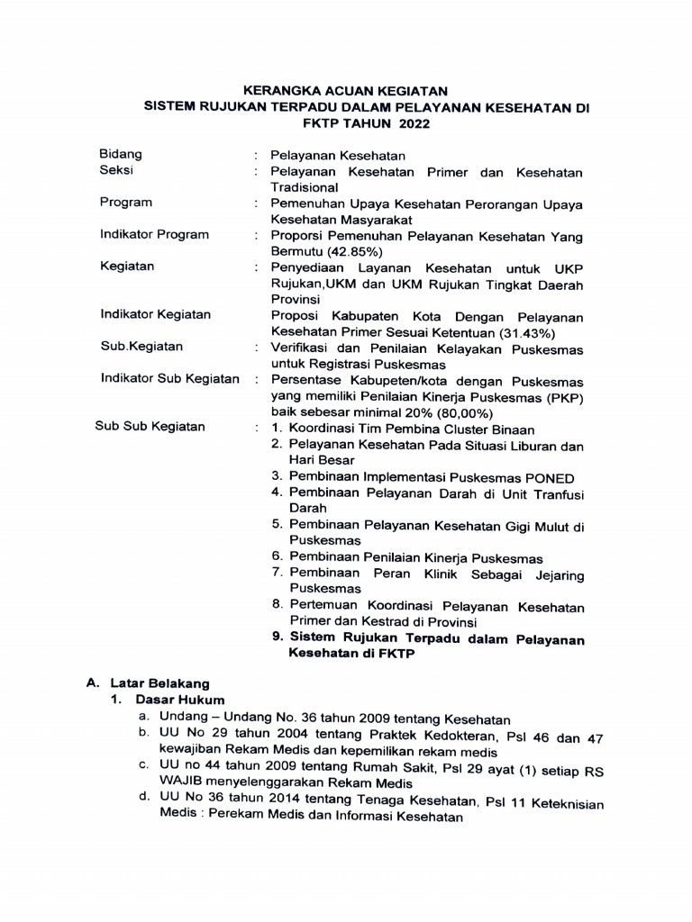 KAK SISTEM RUJUKAN TERPADU FKTP - 30 AGTS 2022 Adobe Scan 29 Agu 2022 | PDF | Pengembangan Diri ...