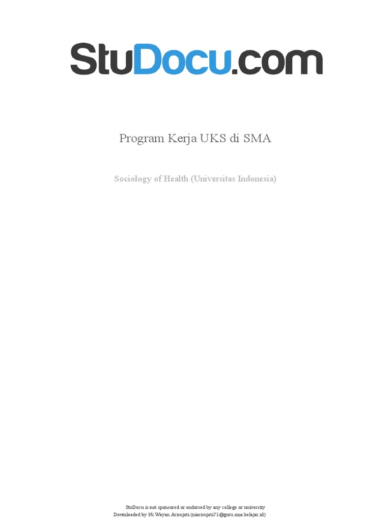 Program Kerja Uks Di Sma | PDF