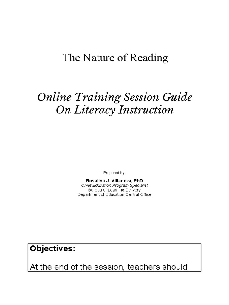 LAC Session Guide (Online) - The Nature of Reading | PDF | Reading Comprehension | Word