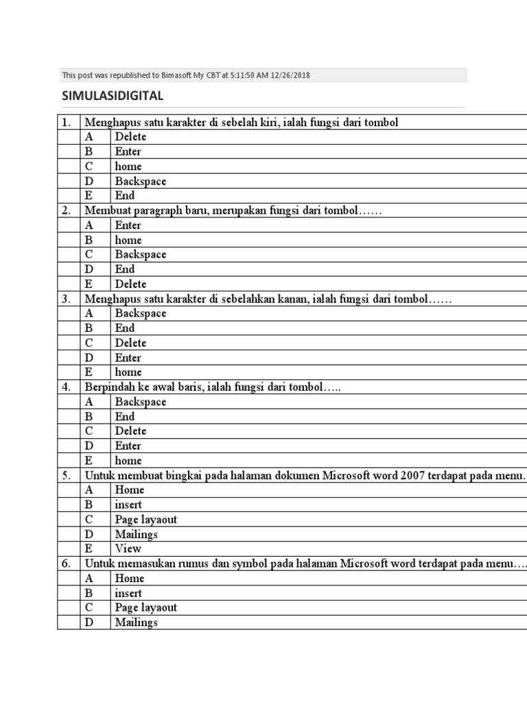 Soal Ujian Simulasi Digital | PDF