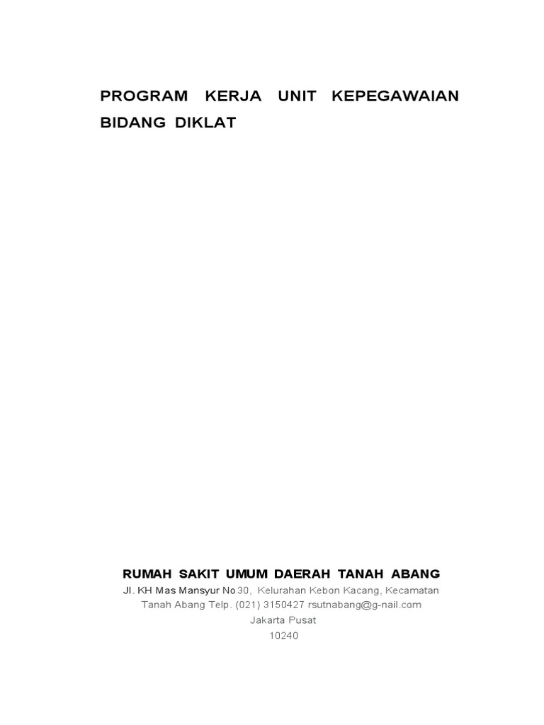 Program Kerja Unit Kepegawaian Bidang Diklat | PDF
