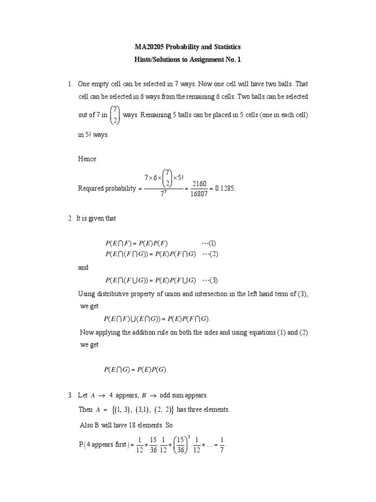 Solutions Assign 1 2022 Autumn | PDF | Statistical Theory | Probability