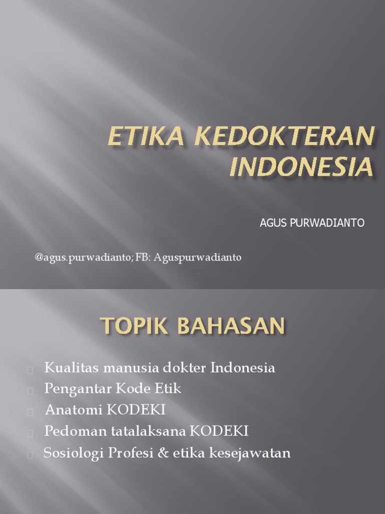 Etika Kedokteran Indonesia KODEKI | PDF | Karier & Perkembangan