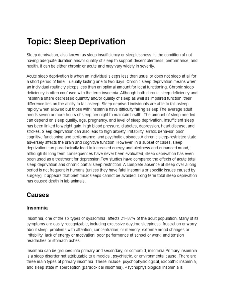 Sleep Deprivation | Download Free PDF | Sleep Deprivation | Sleep