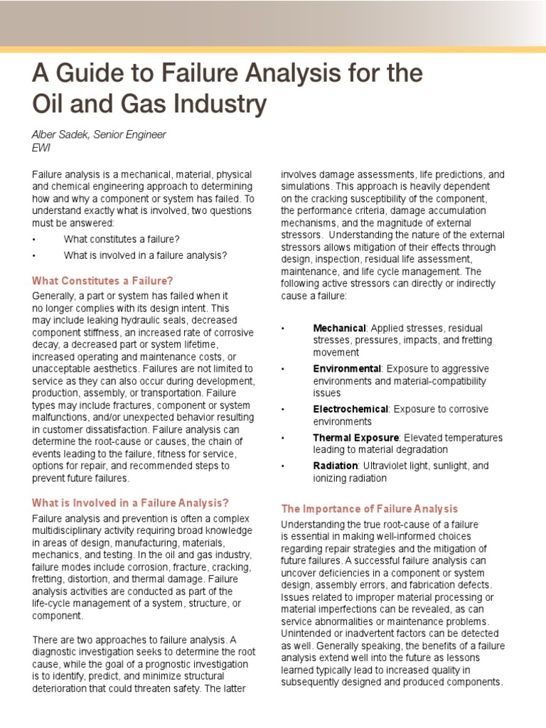 Failure Analysis in Oil and Gas Industry | PDF | Ductility | Fatigue ...