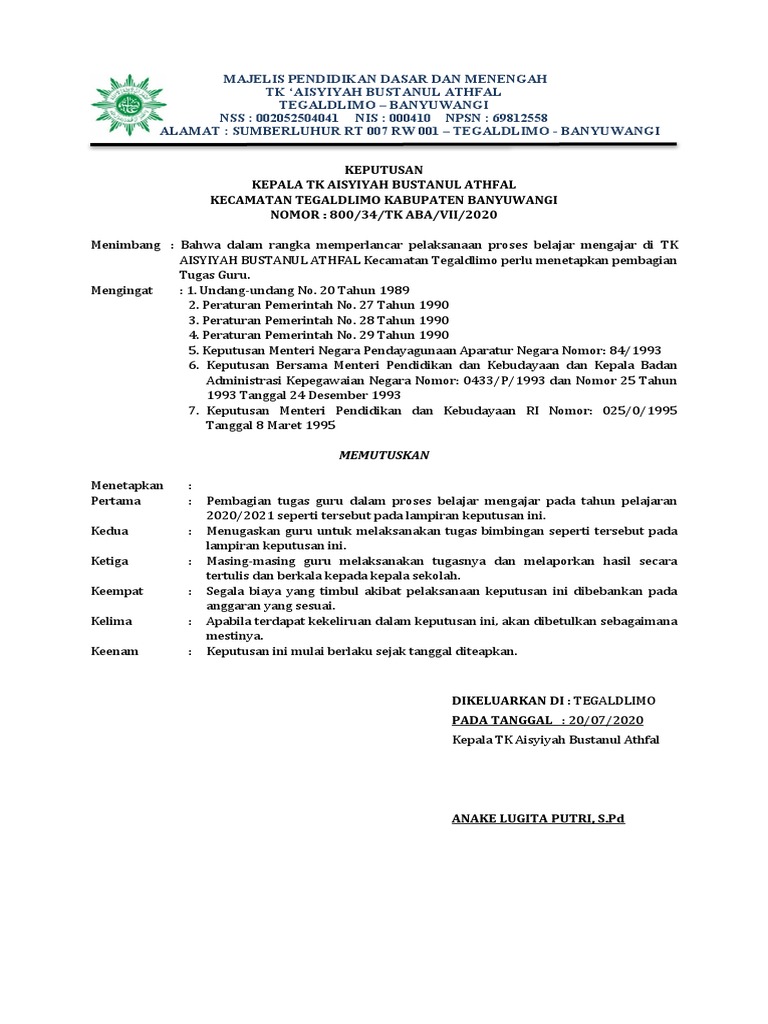 Surat Pembagian Tugas | PDF Surat Pembagian Tugas | PDF