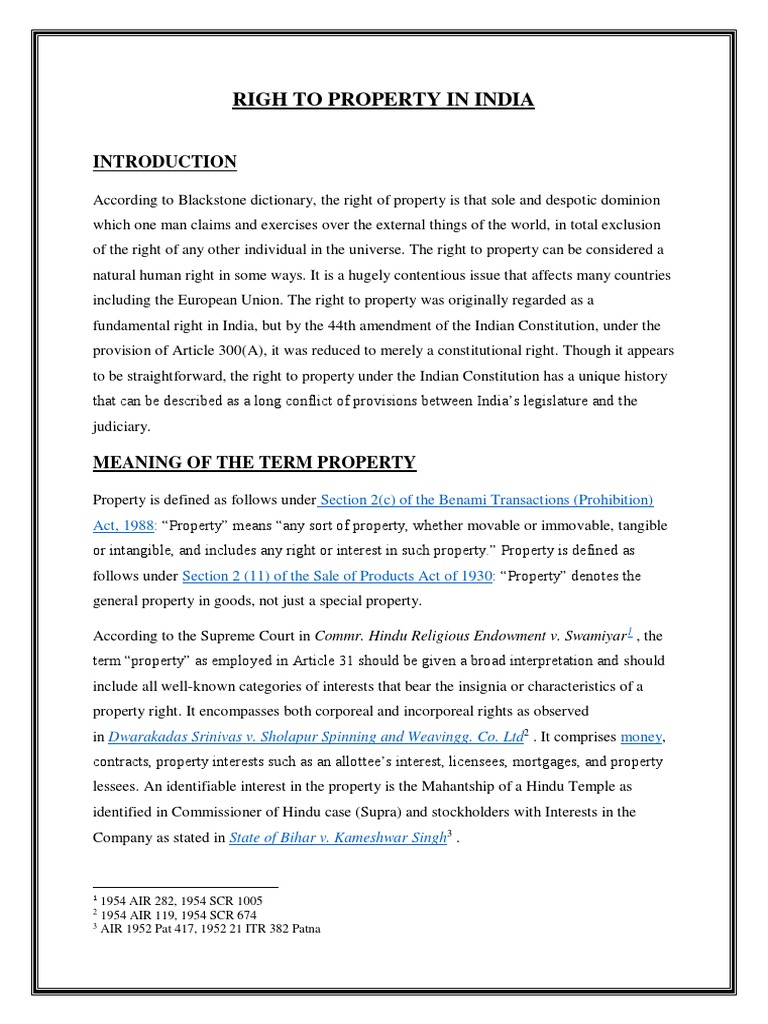 Right to Property in India: A Historical Overview | PDF | Eminent Domain | Right To Property