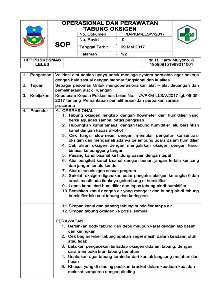Sop Penggunaan Regulator O2 | PDF