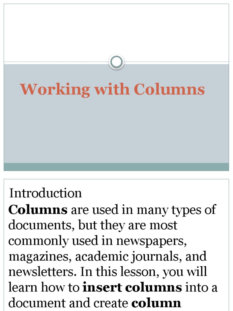 Working With Columns | PDF