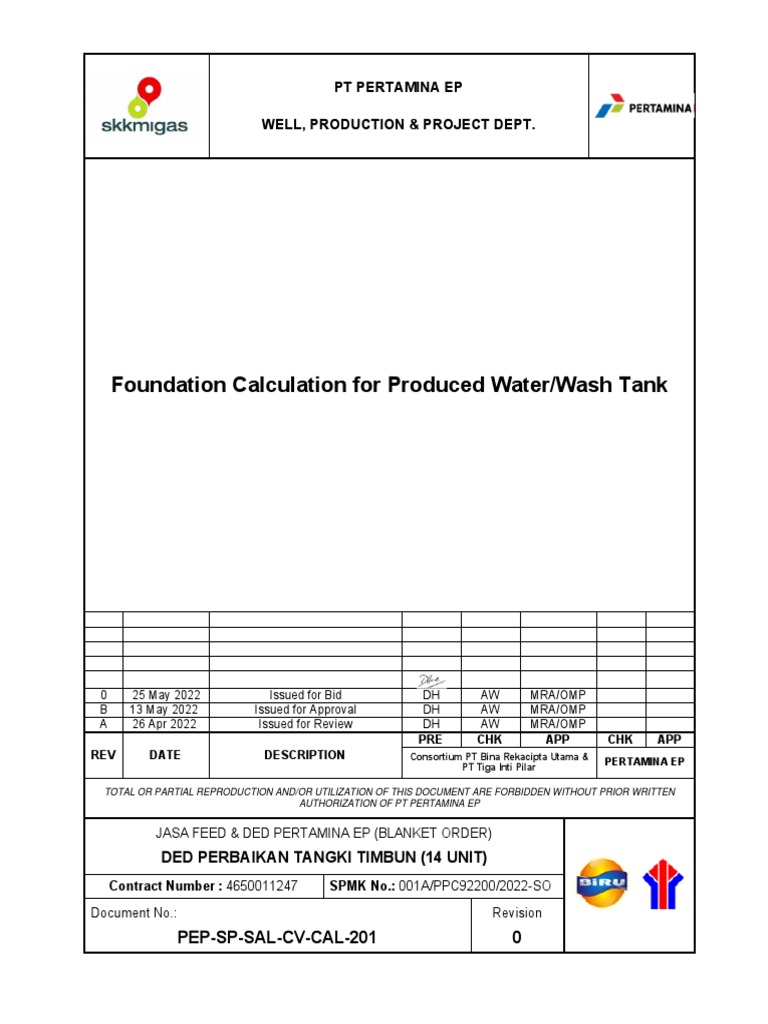 PEP-SP-SAL-CV-CAL-201 - Foundation Calculation For Produce WaterWash Tank - Rev0 | PDF | Deep ...
