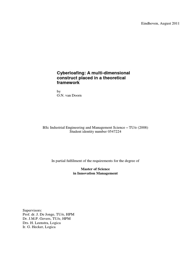 Cyberloafing A Multi-Dimensional Construct Placed in A Theoretical ...