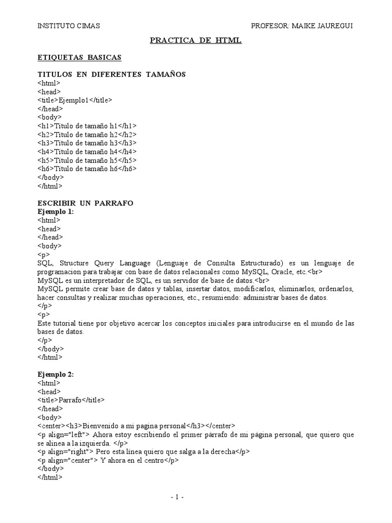 PRACTICA DE HTML-ultimo | PDF | Red mundial | Internet y web