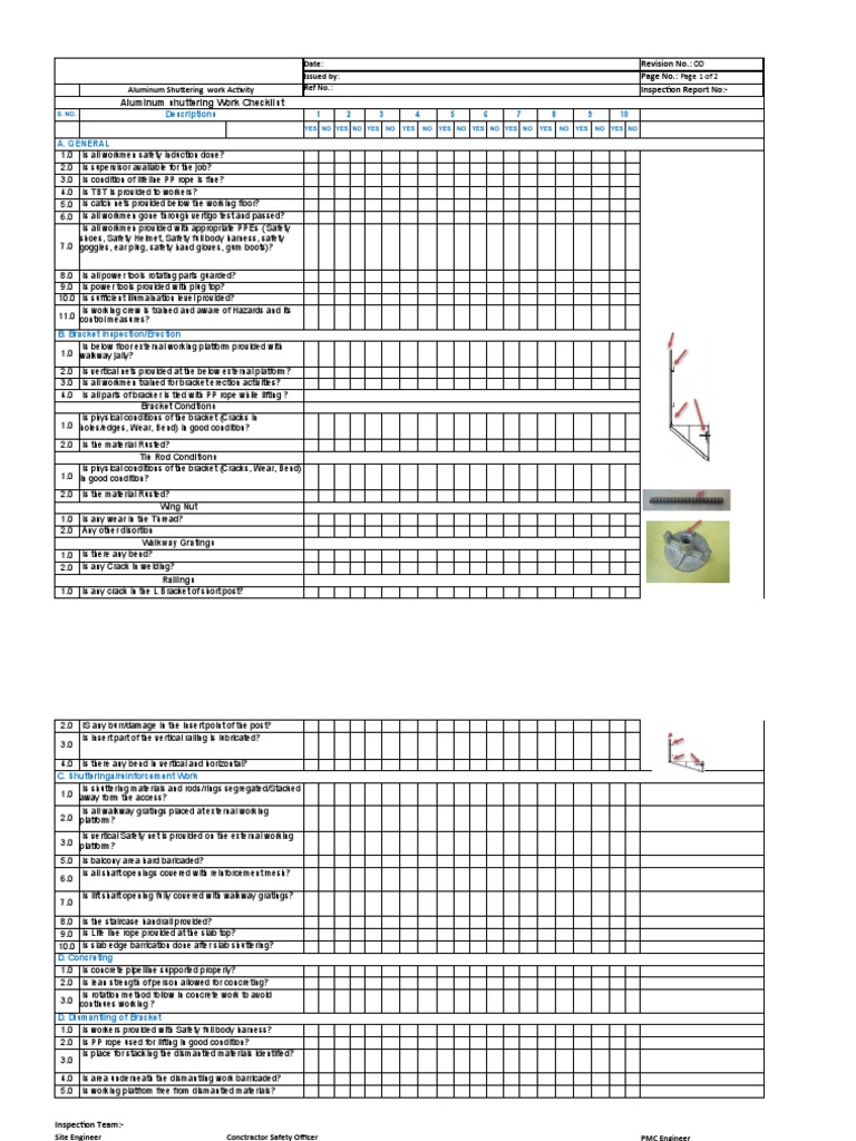 Aluform Work Checklist | PDF | Equipment | Manufactured Goods