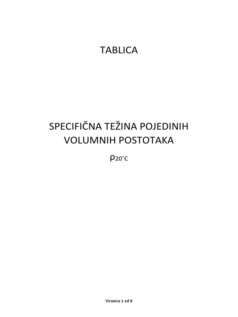Etanol - Tablica za razrjeđivanje | PDF
